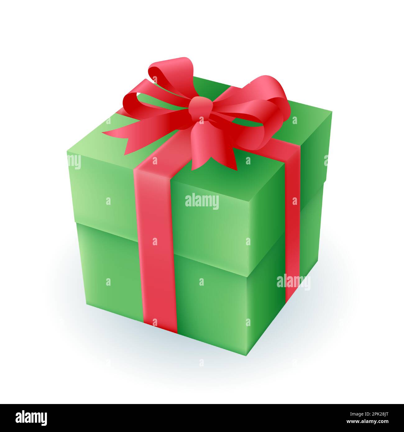 3d gift box white with green ribbon Stock Vector Images - Alamy