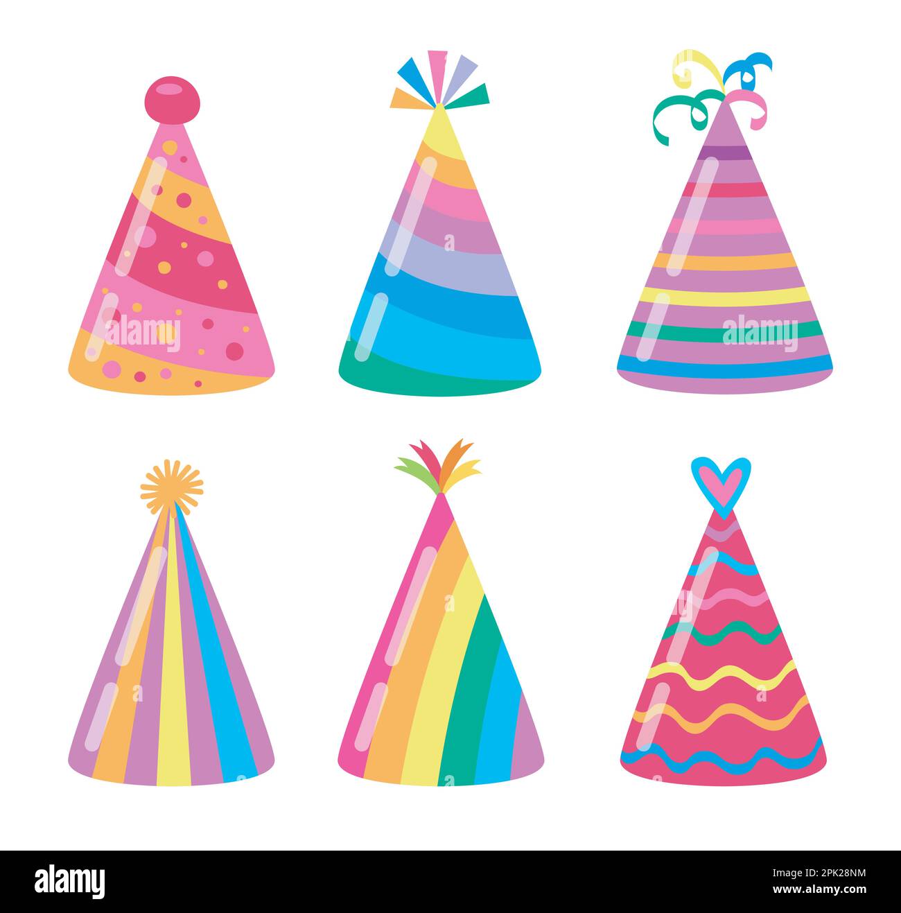 Birthday party hat cartoon illustration set Stock Vector Image & Art ...