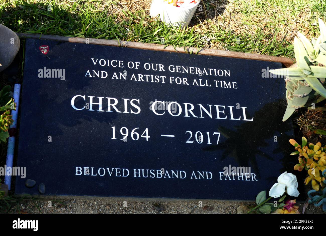 Los Angeles, California, USA 4th April 2023 Singer/musician Chris Cornell's Grave in Garden of ...