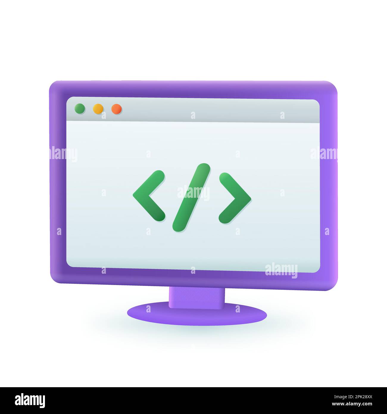 3d cartoon style coding symbol icon on computer screen Stock Vector Image & Art - Alamy