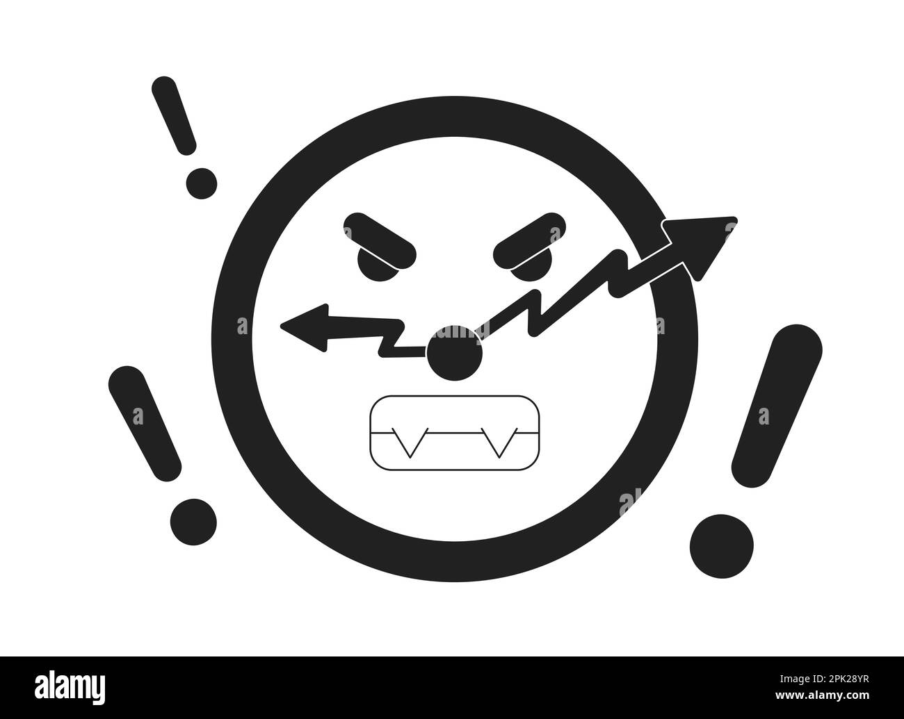 Angry Clock Monochrome Flat Vector Object Stock Vector Image And Art Alamy