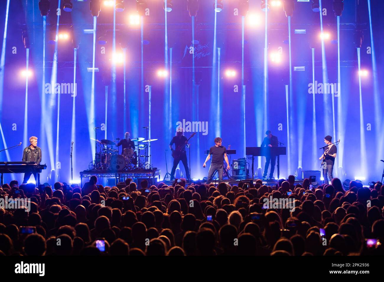 Undated handout photo by Lionel Flusin of A-Ha performing at Montreux ...