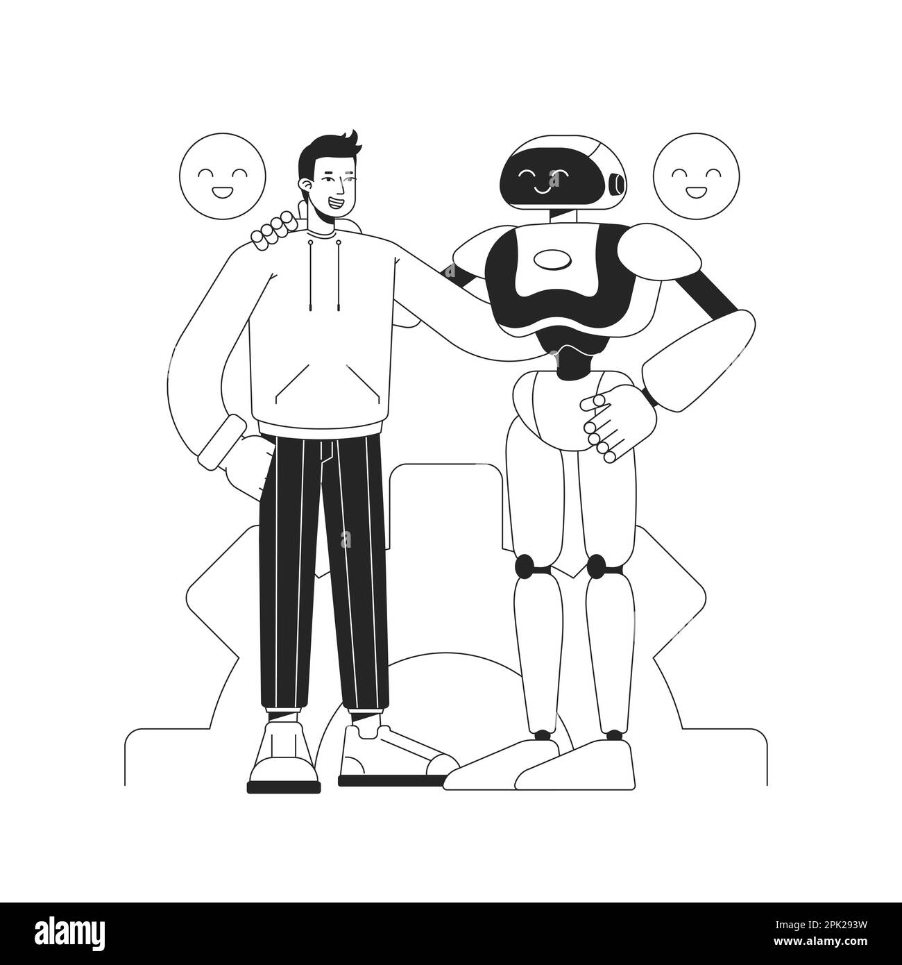 Artificial intelligence in daily life black and white concept vector ...