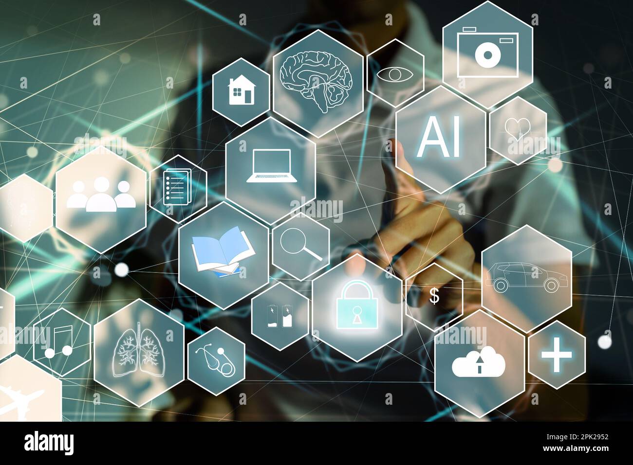 Human and technology concept. AI (Artificial Intelligence ...