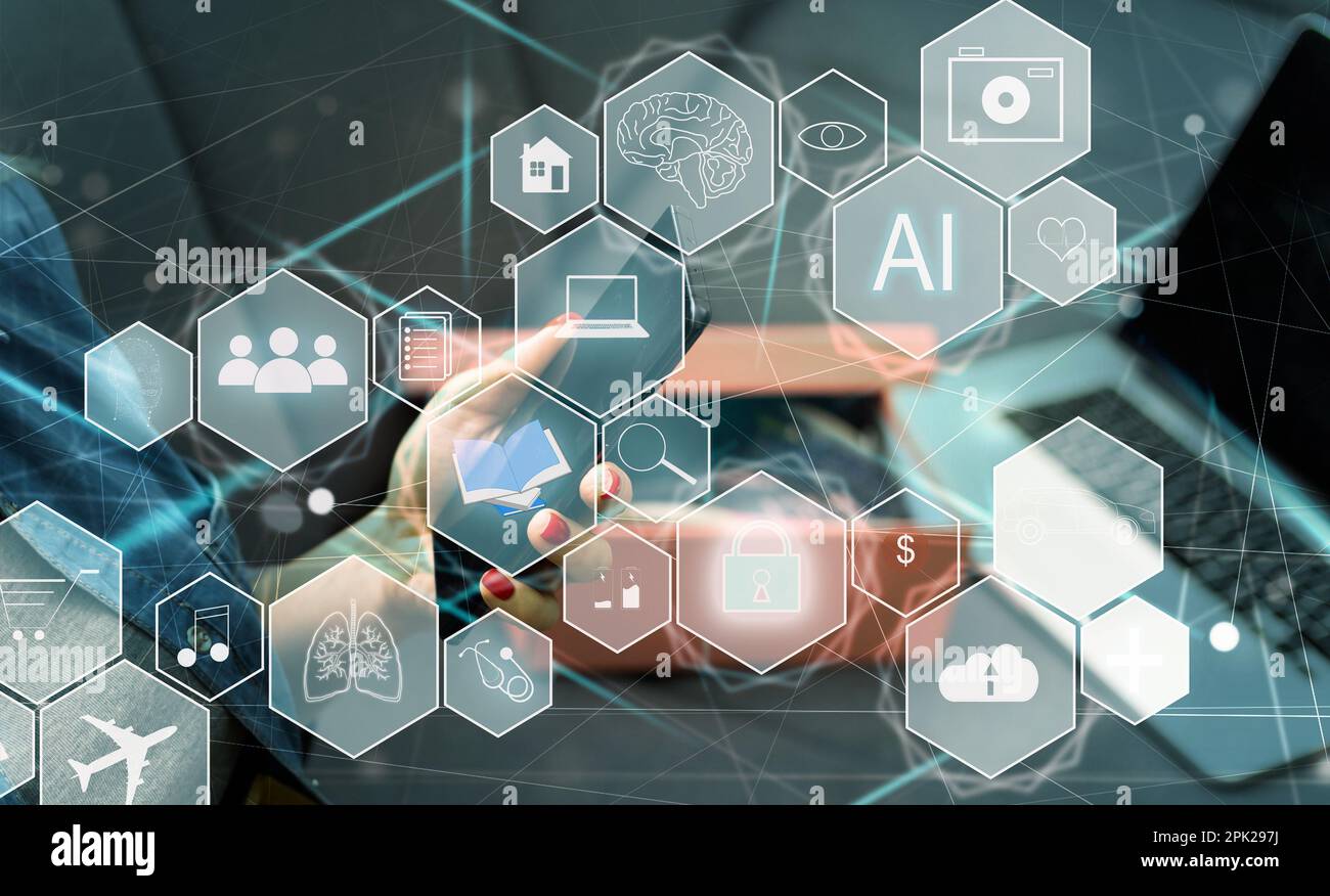 AI, Artificial intelligence, machine learning, neural networks and modern technologies concepts ...