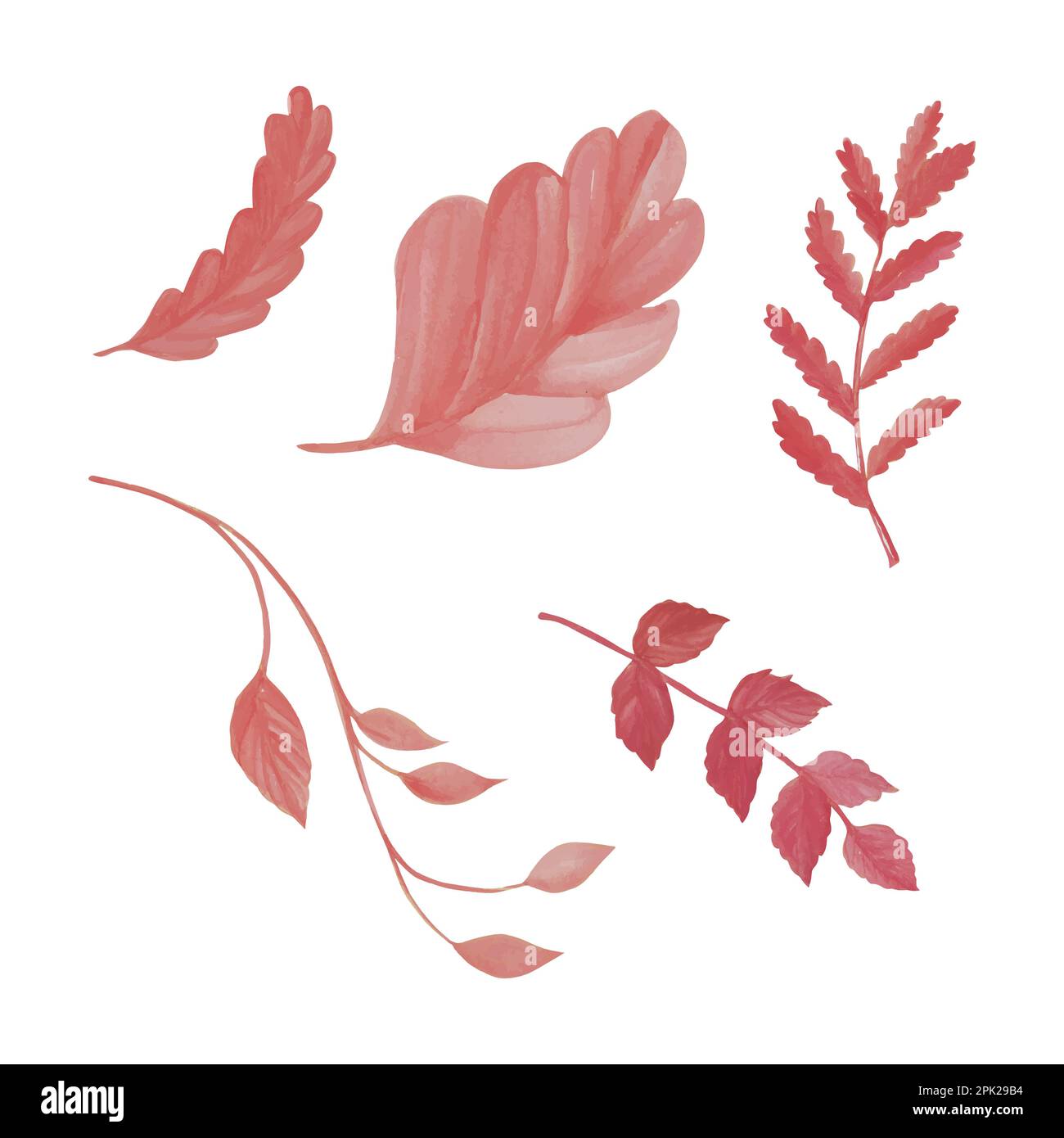 Beautiful watercolor red leaves as seamless, hand drawn watercolor ...
