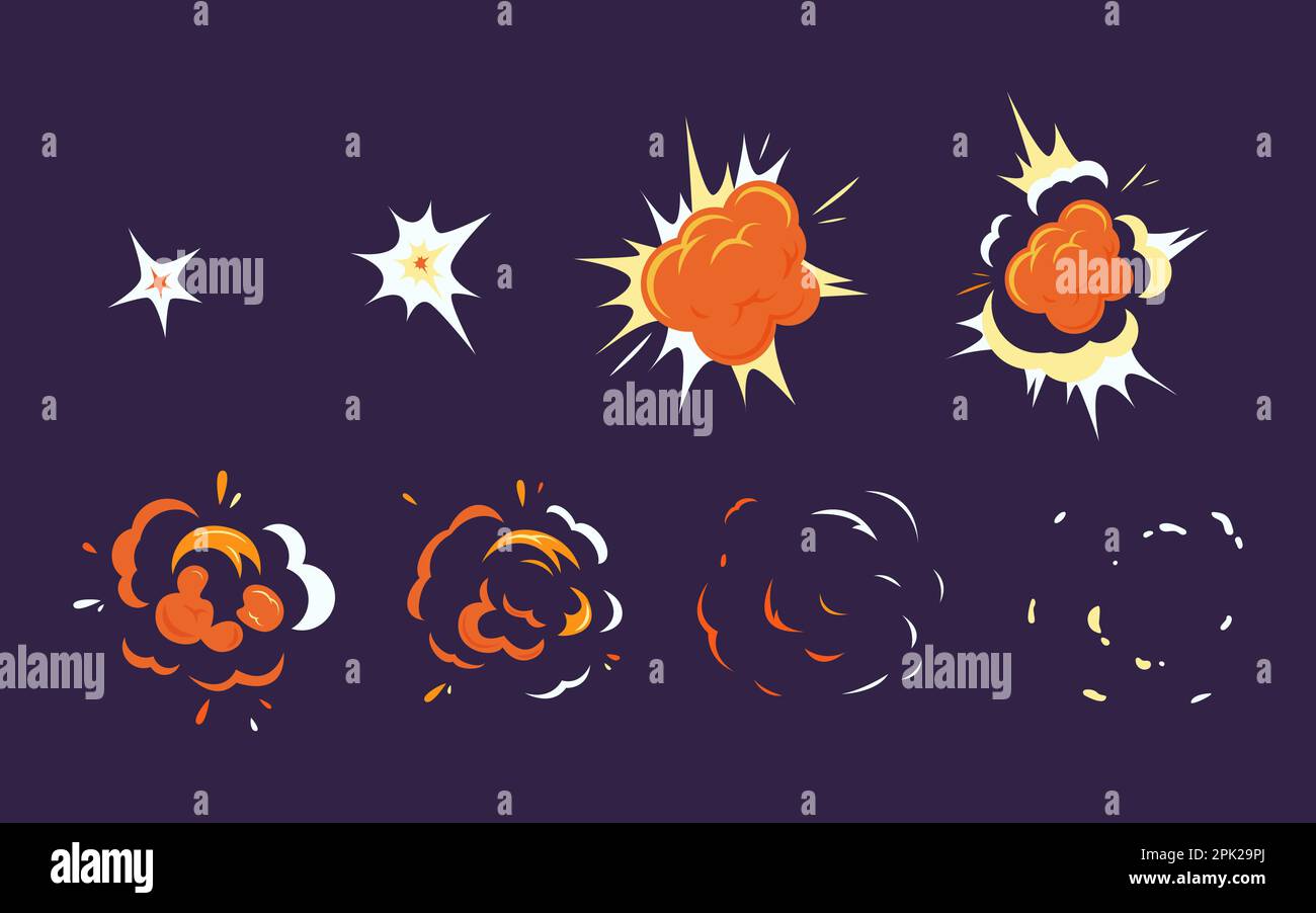 Explosive effect with smoke cartoon illustration set Stock Vector Image ...