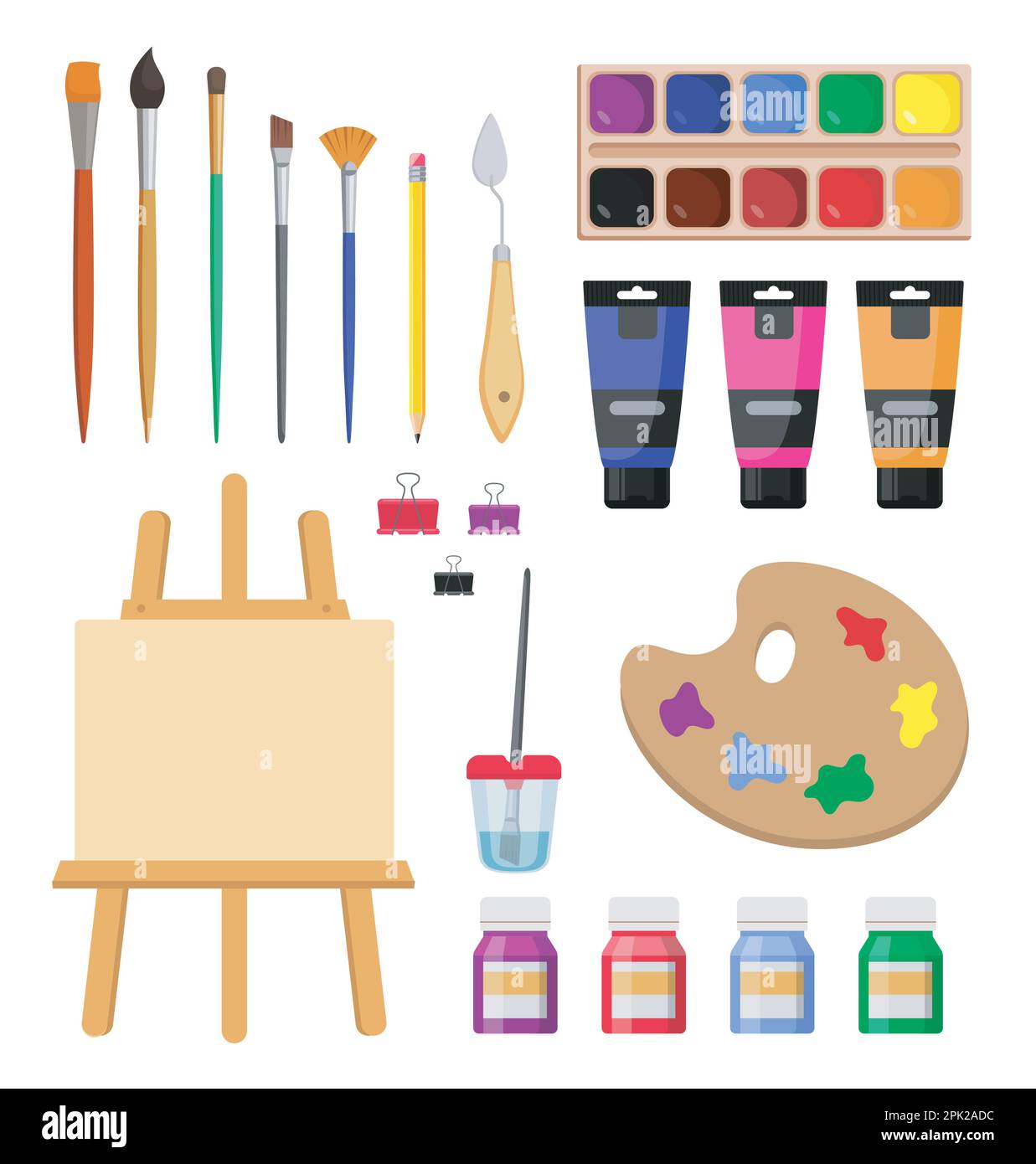 Painting tools for artists cartoon illustration set Stock Vector Image ...