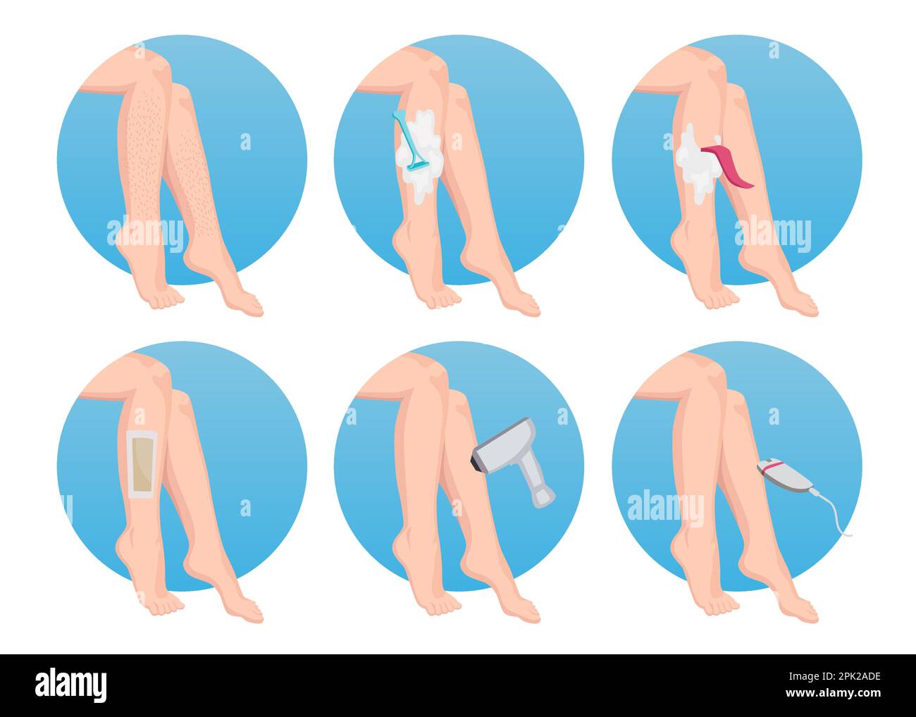 Different kinds of hair removal methods cartoon illustration set Stock ...