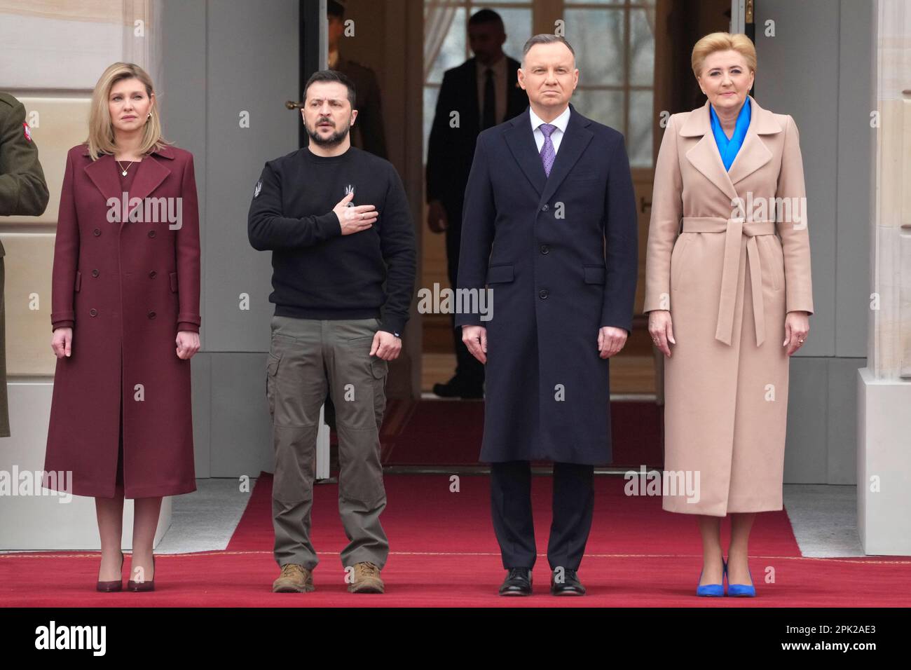 Poland's President Andrzej Duda, 2nd right, with his wife Agata ...