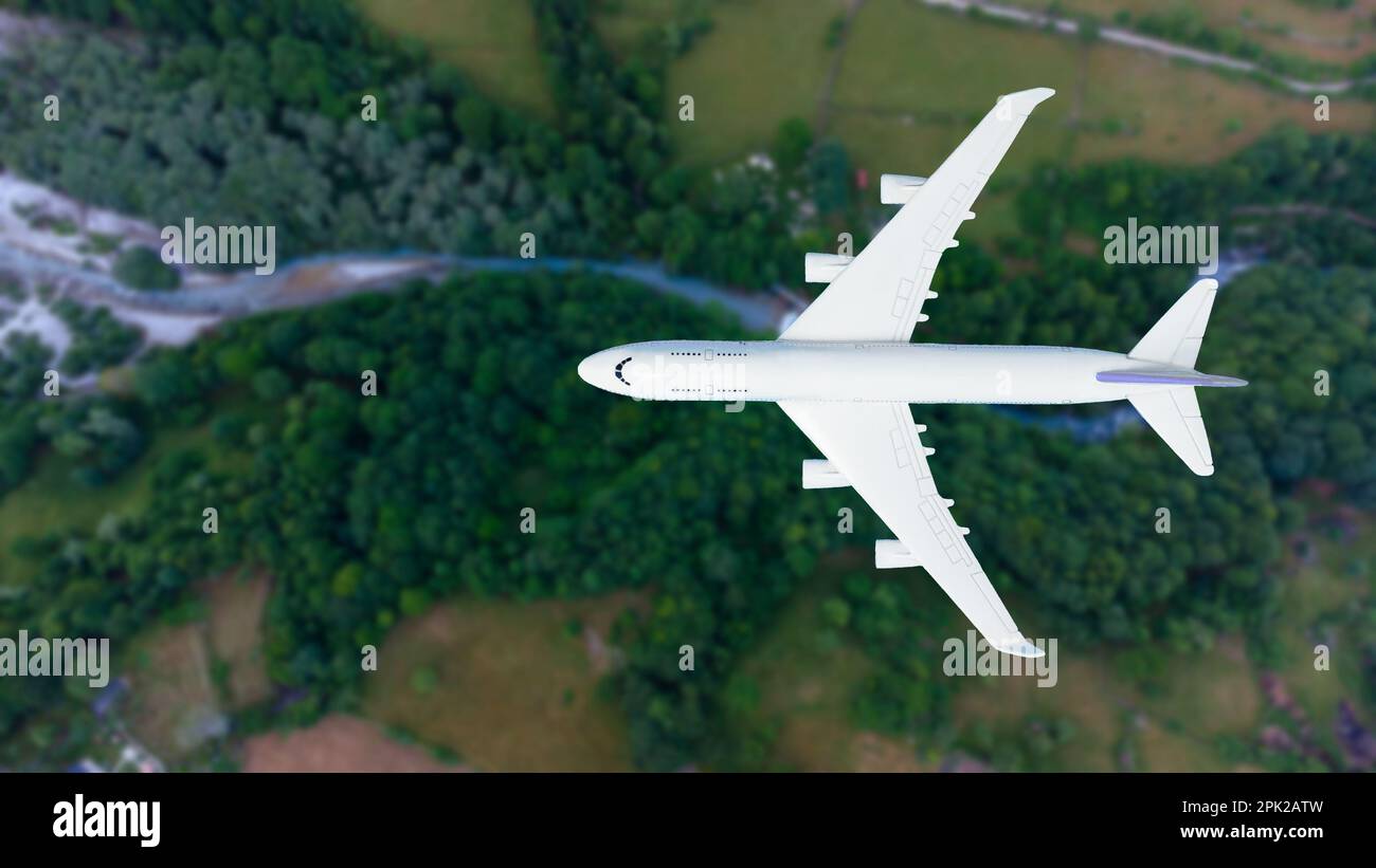 plane above the ground. Aerial city view Stock Photo - Alamy