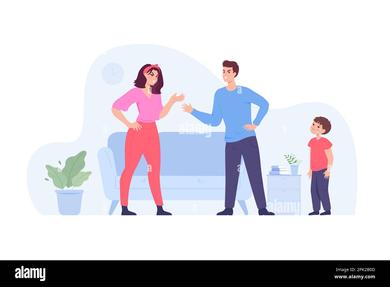 Angry parents arguing in front of crying child Stock Vector Image & Art ...