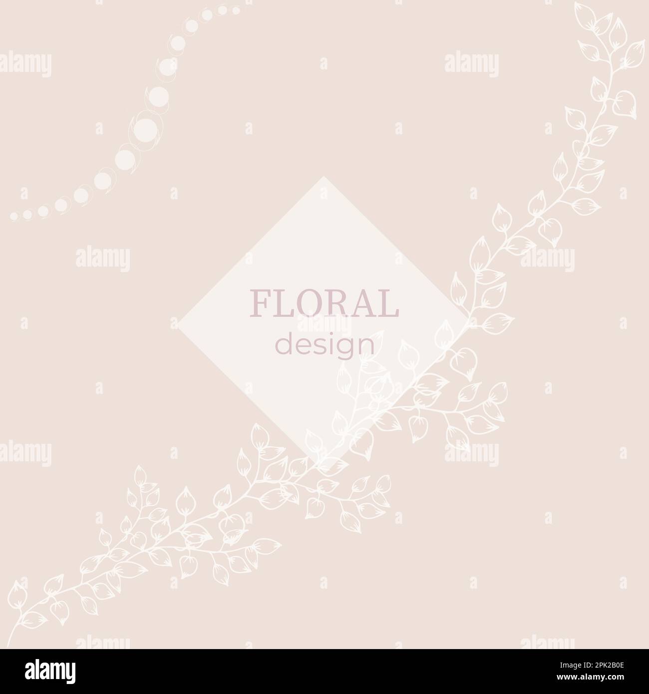 Elegant frame, background, floral wreath, hand drawn monogram with hand ...