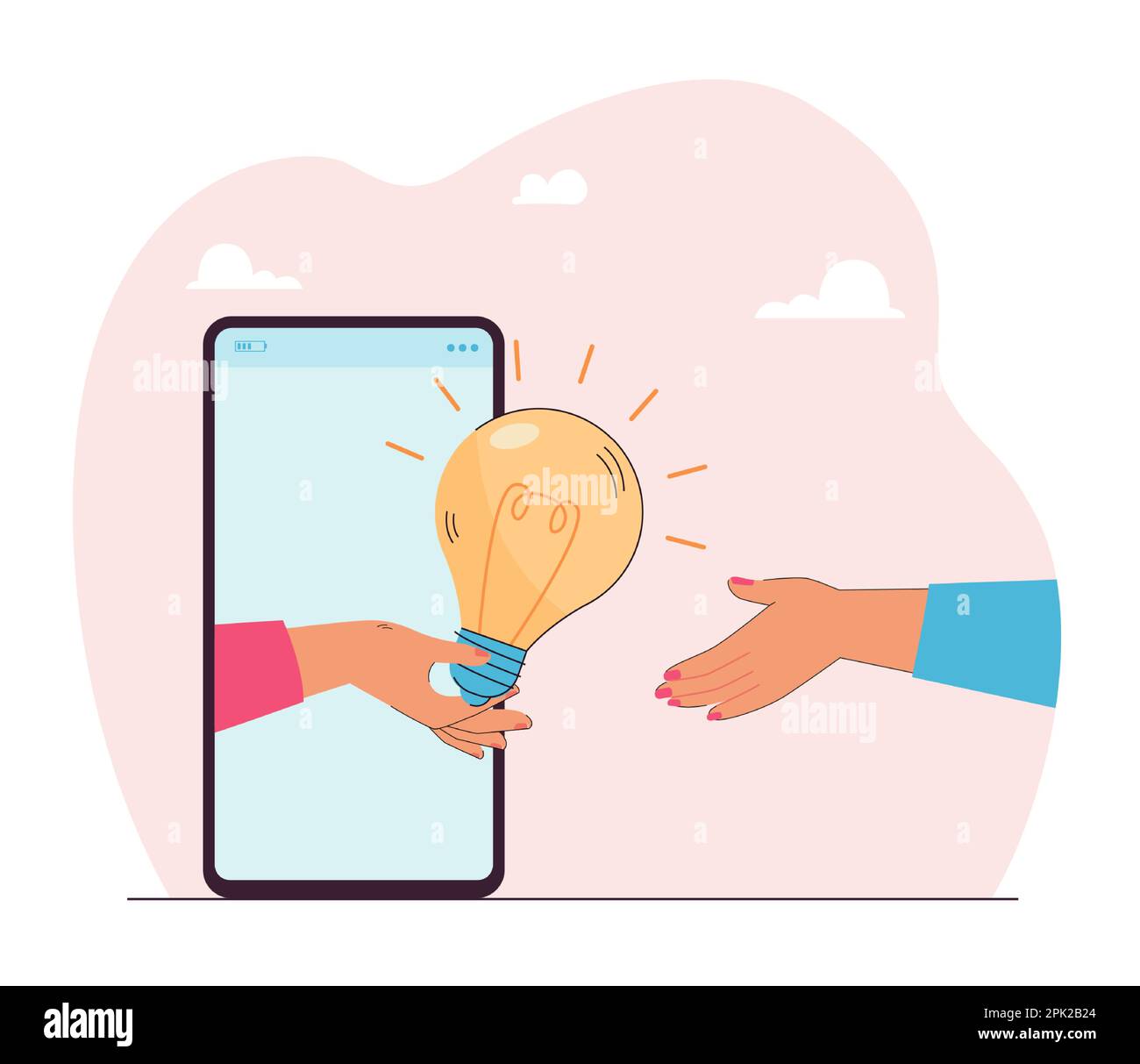 Hand giving light bulb from screen of mobile phone Stock Vector Image ...