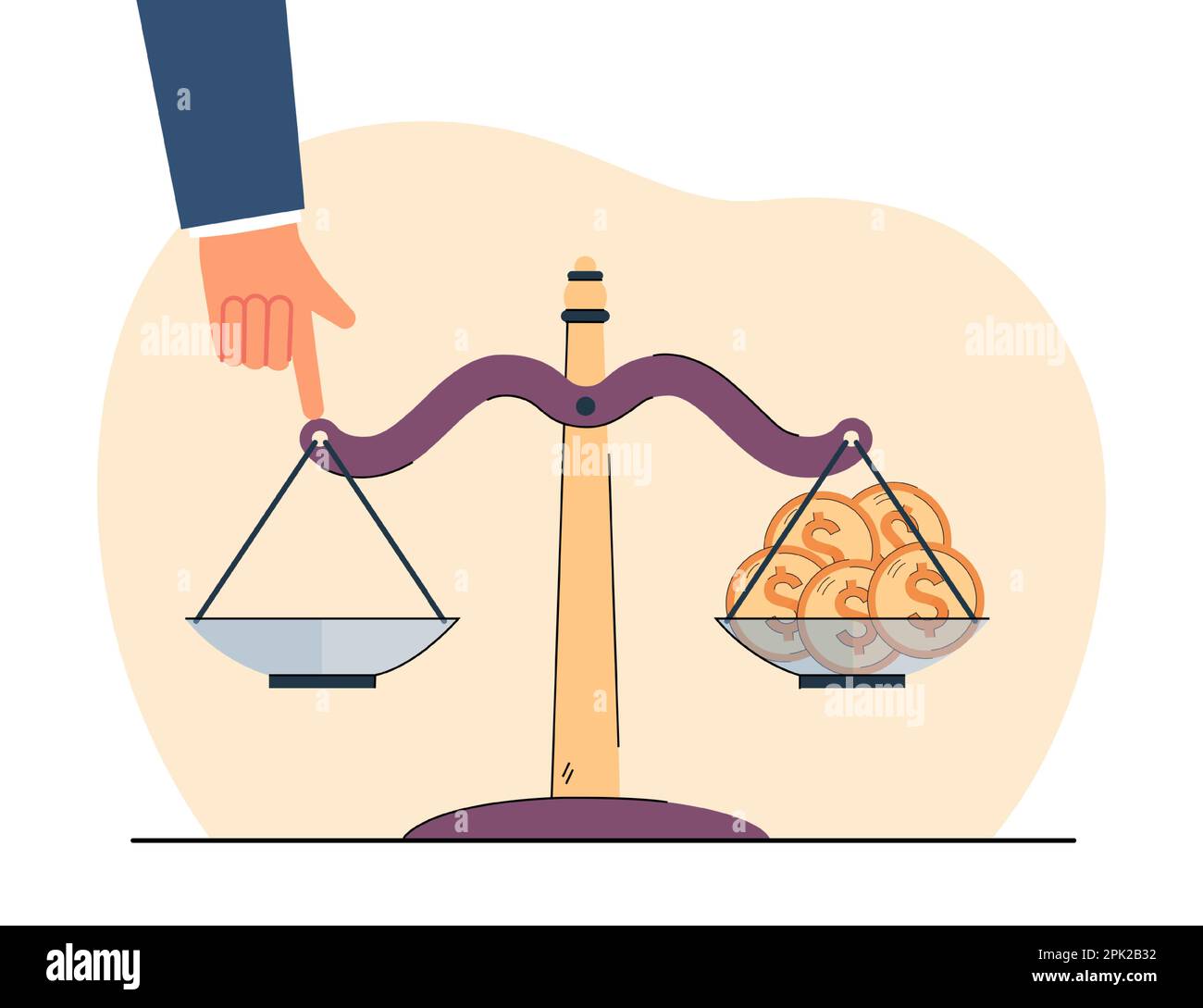 Finger pointing at scales with gold coins Stock Vector Image & Art - Alamy