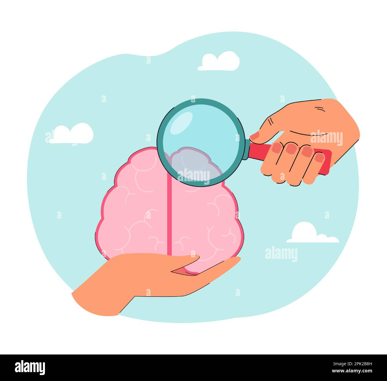 Hand examining human brain with magnifying glass Stock Vector Image ...