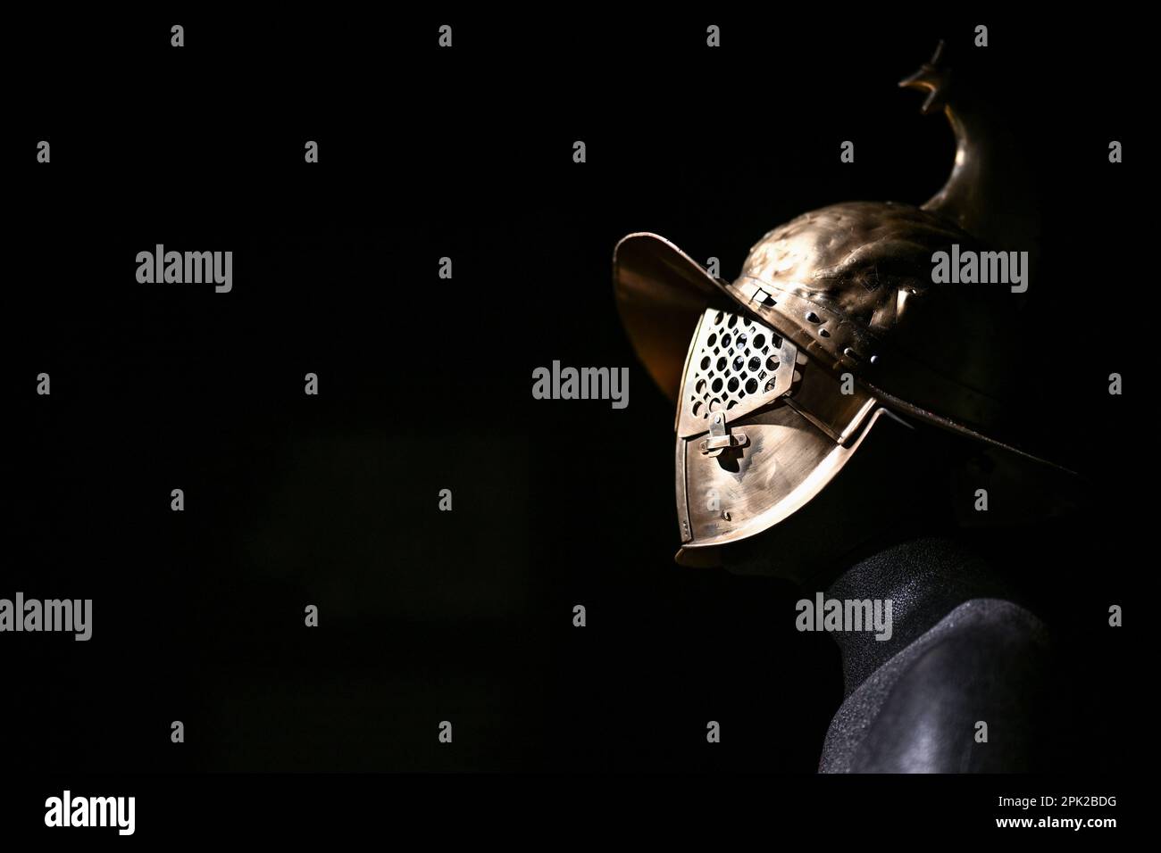 Konstanz Am Bodensee, Germany. 05th Apr, 2023. A replica of a gladiator ...