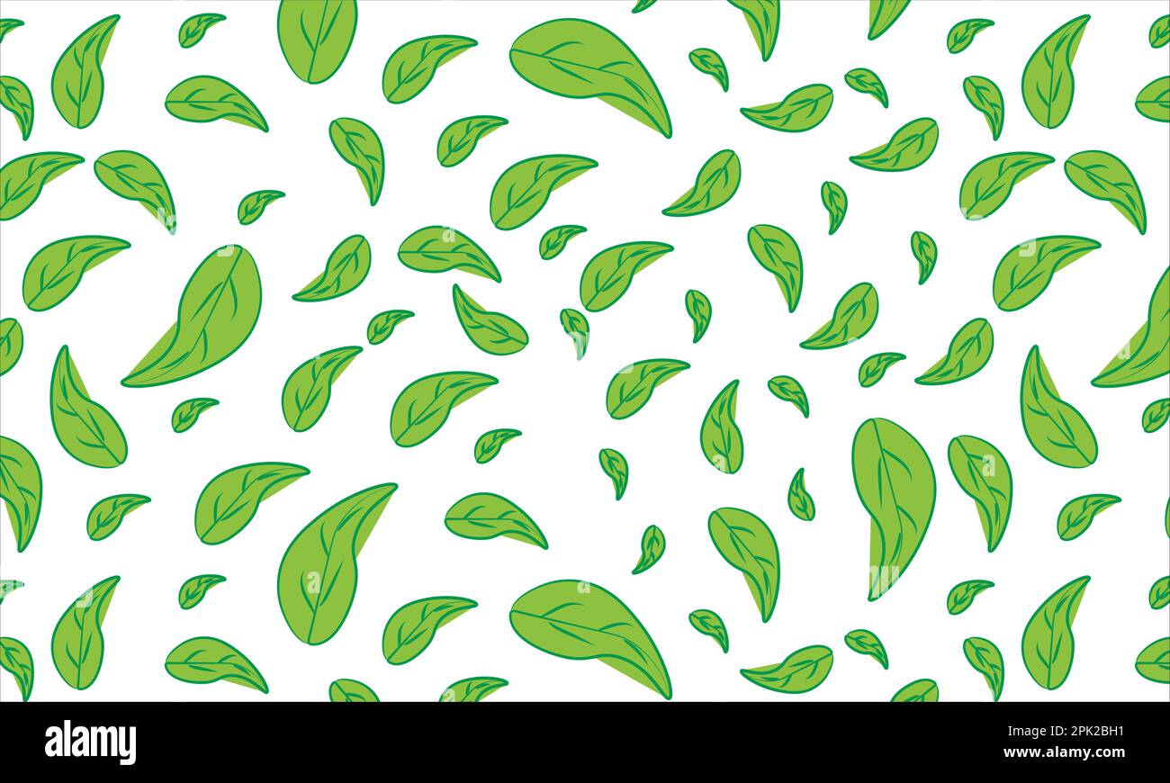 seamless leaf pattern in green color,white background,natural seamless ...