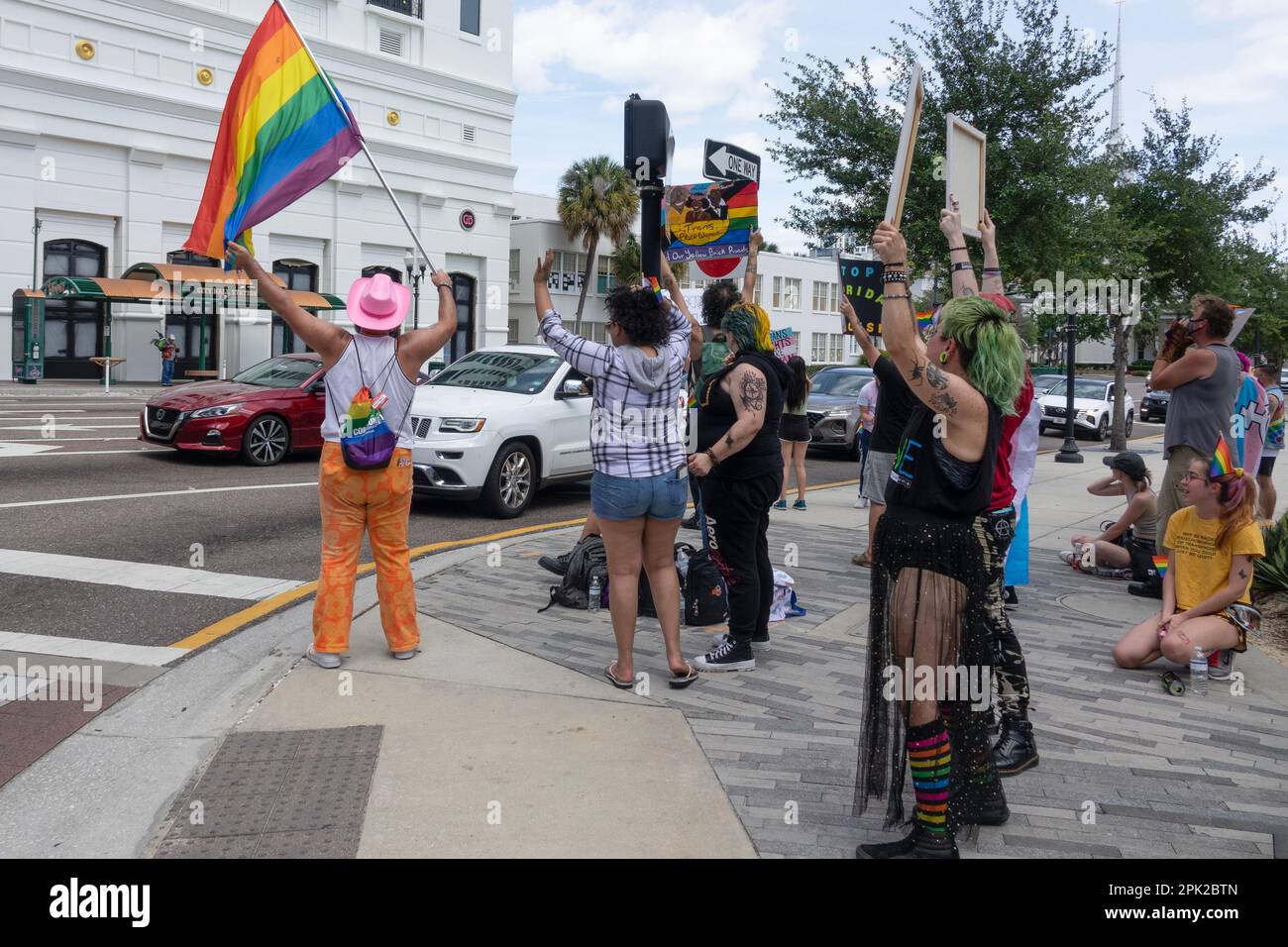 Gay youth rights rally in front of city hall at Orlando Florida ...