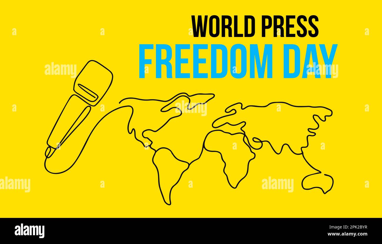 Illustration of microphone and world map for World Press Freedom Day in ...