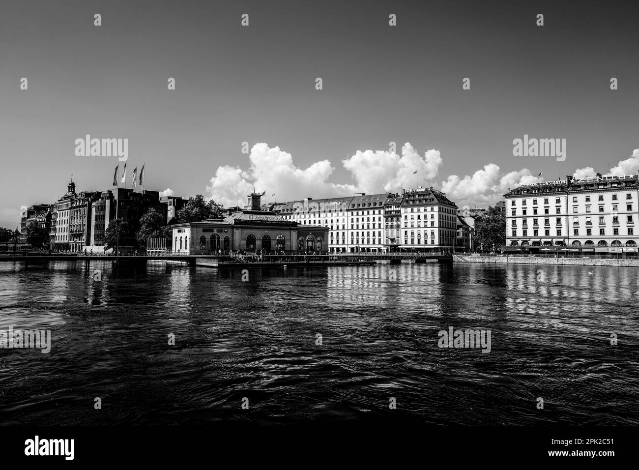 A grayscale of the city skyline featuring buildings situated on the ...