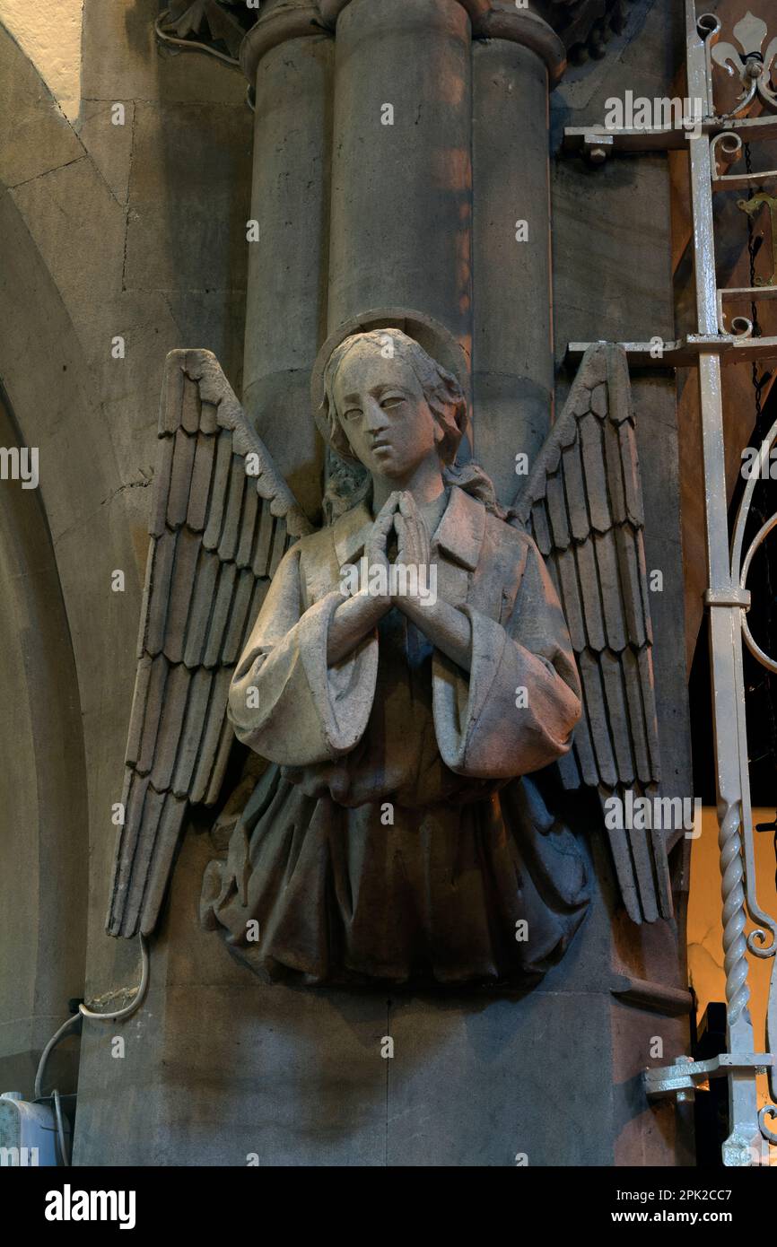 Angel carving in St. Margaret`s Church, Great Barr, West Midlands ...