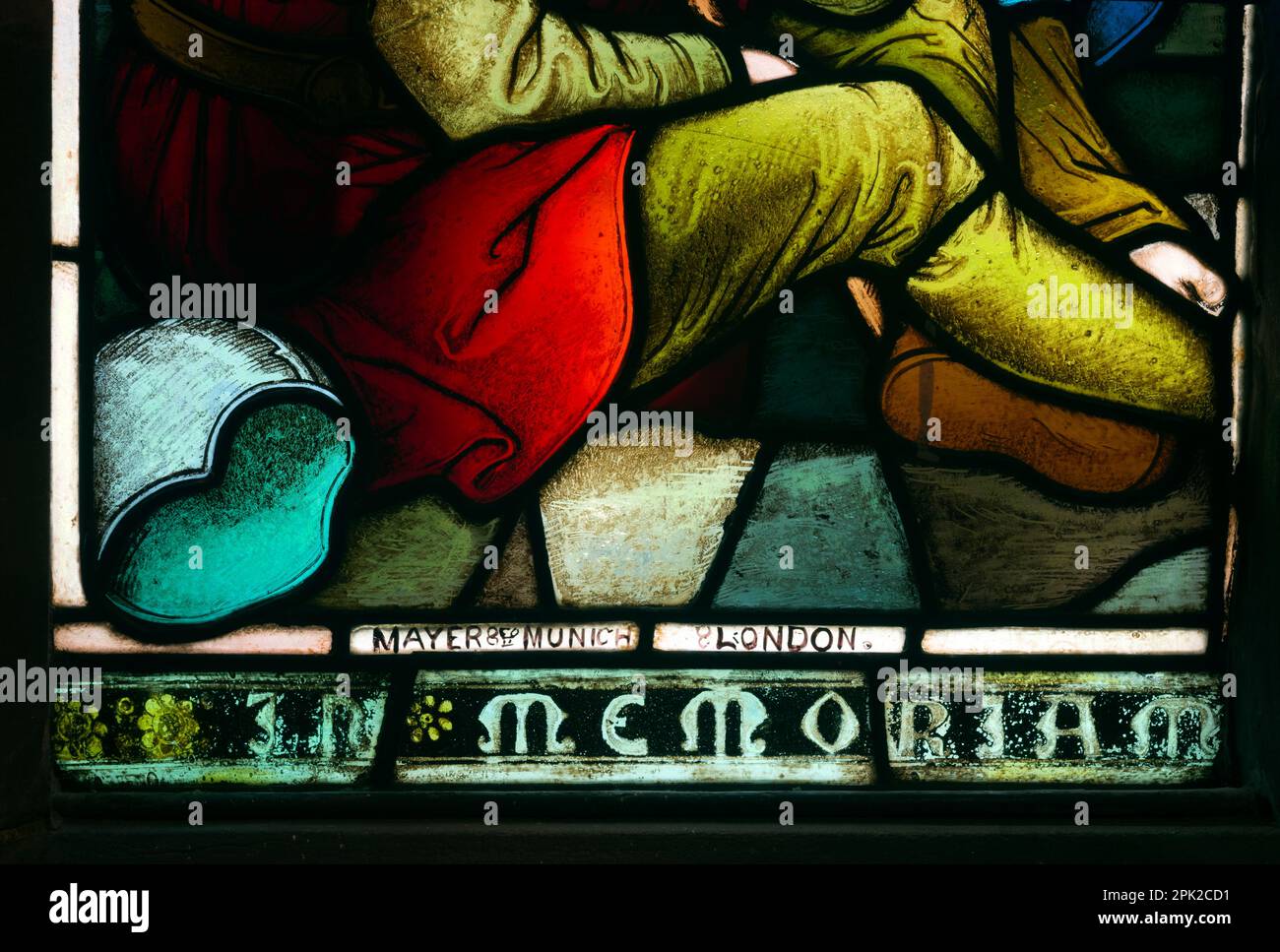 Mayer & Co. stained glass signature, St. Margaret`s Church, Great Barr ...