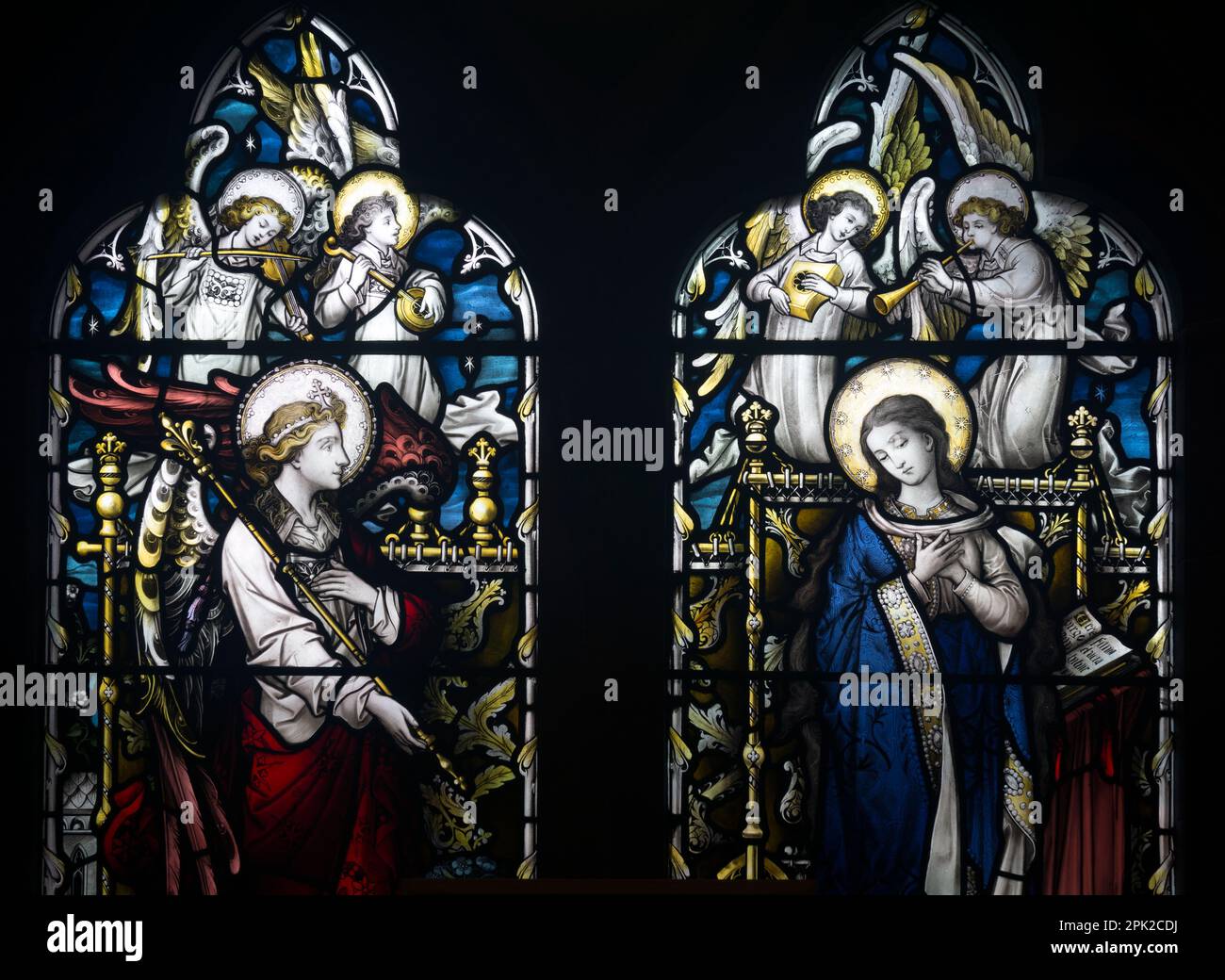 Stained glass in St. Margaret`s Church, Great Barr, West Midlands ...