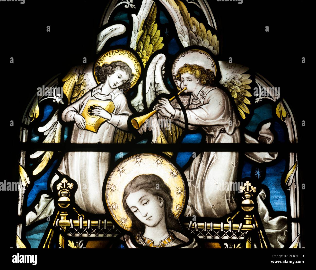 Angels stained glass, St. Margaret`s Church, Great Barr, West Midlands ...
