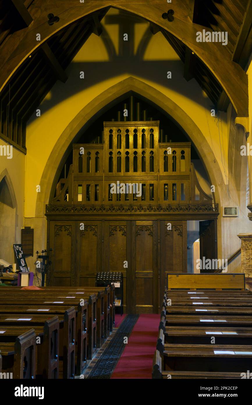 The organ in St. Margaret`s Church, Great Barr, West Midlands, England ...