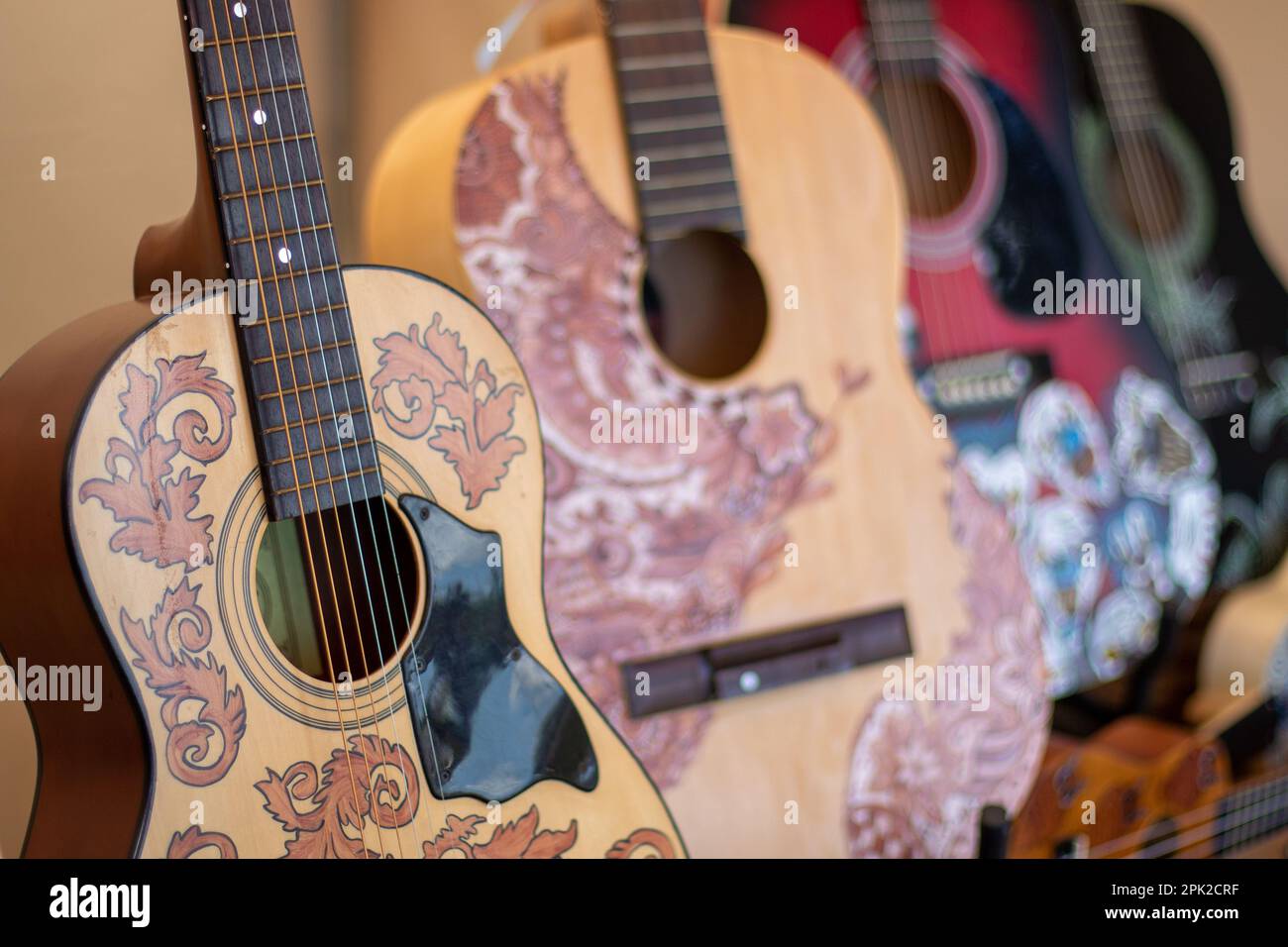 Fancy floral decoration on the soundboard of acoustic guitars for sale ...