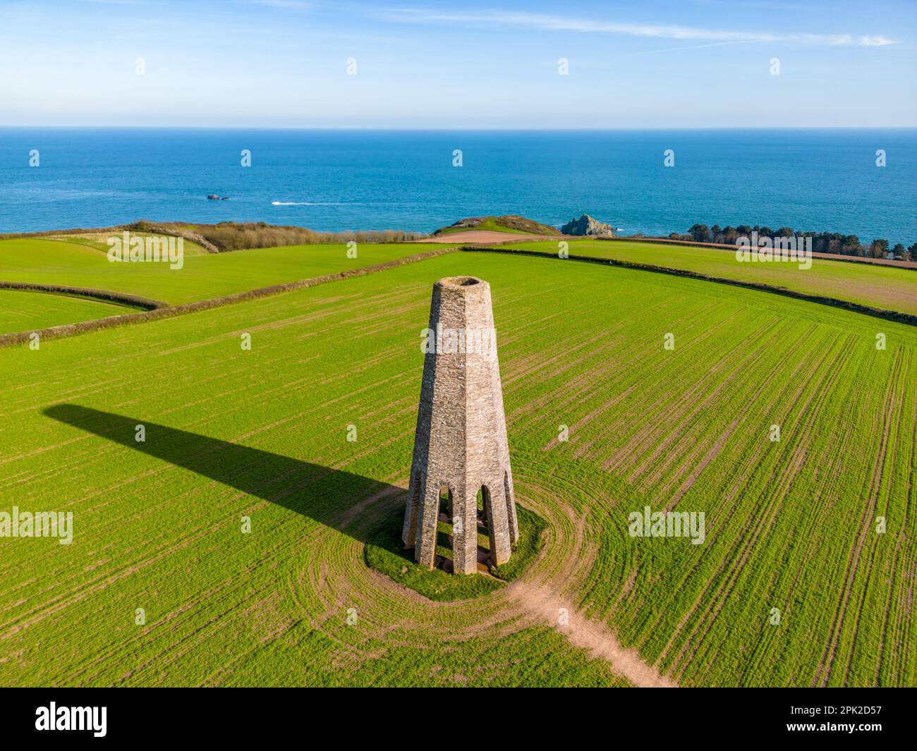 The Daymark, historic navigational tower on the Devon coast Stock Photo ...