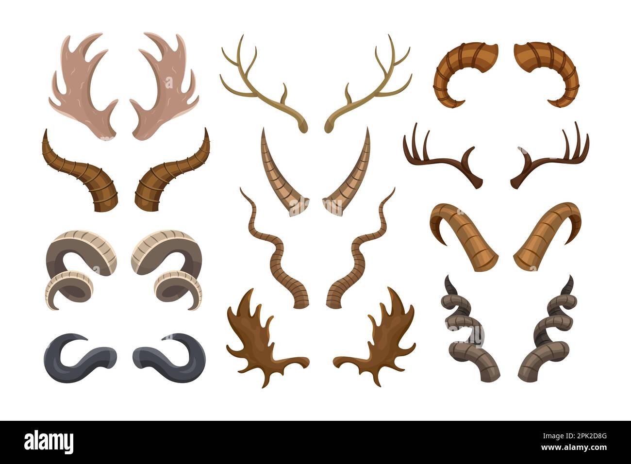 Antlers of wild animals vector illustrations set Stock Vector Image ...