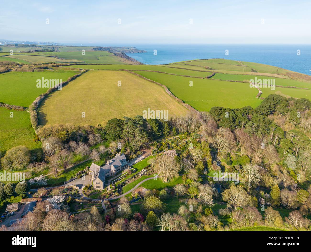 View over Coleton Fishacre on the coast in Devon Stock Photo - Alamy
