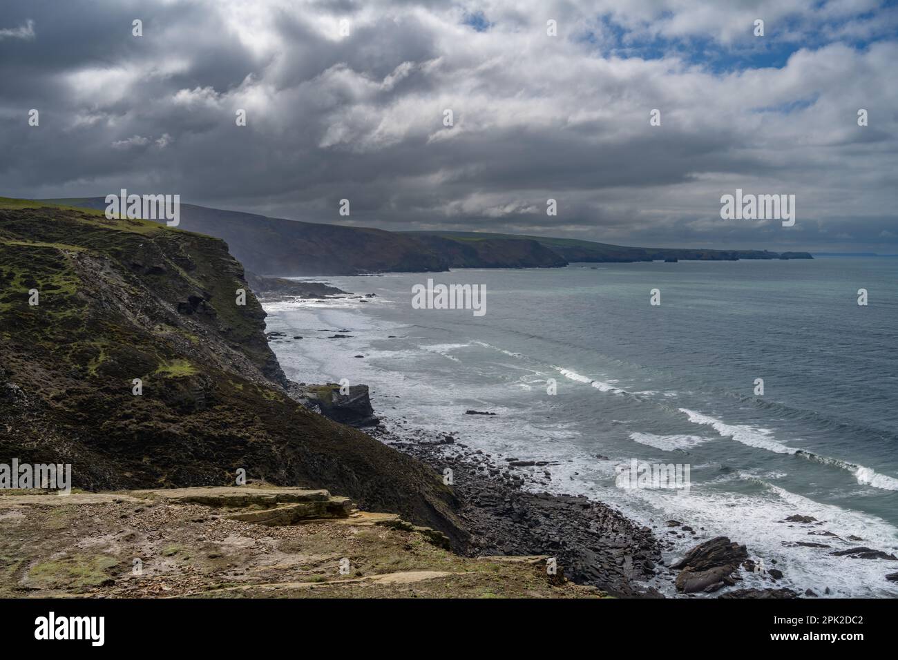 Looking south west from Cambeak point near Crackington Haven, Cornwall ...