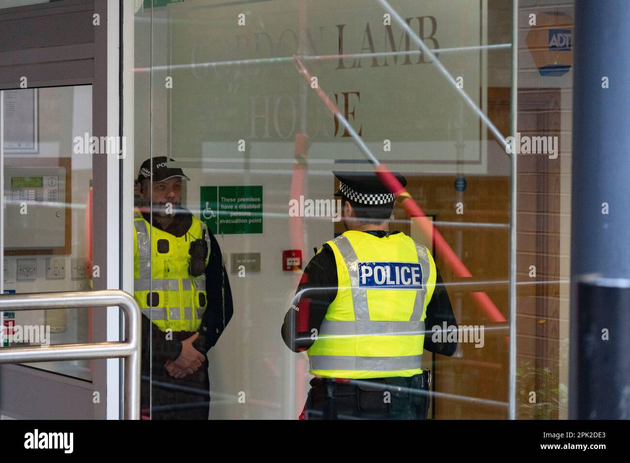 Edinburgh, Scotland, UK. 5 April 2023. Police enter office building ...