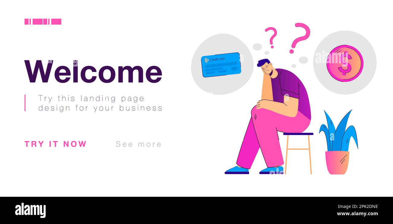 Male cartoon character thinking about credit card and coin Stock Vector ...