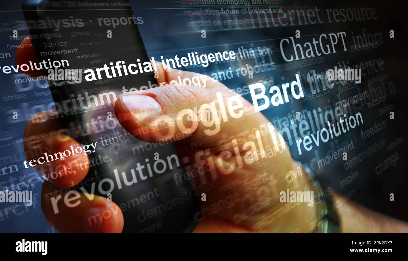Poznan, Poland, April 2, 2023: ChatGPT Bard artificial intelligence ai ... Poznan, Poland, April 2, 2023: ChatGPT Bard artificial intelligence ai ...