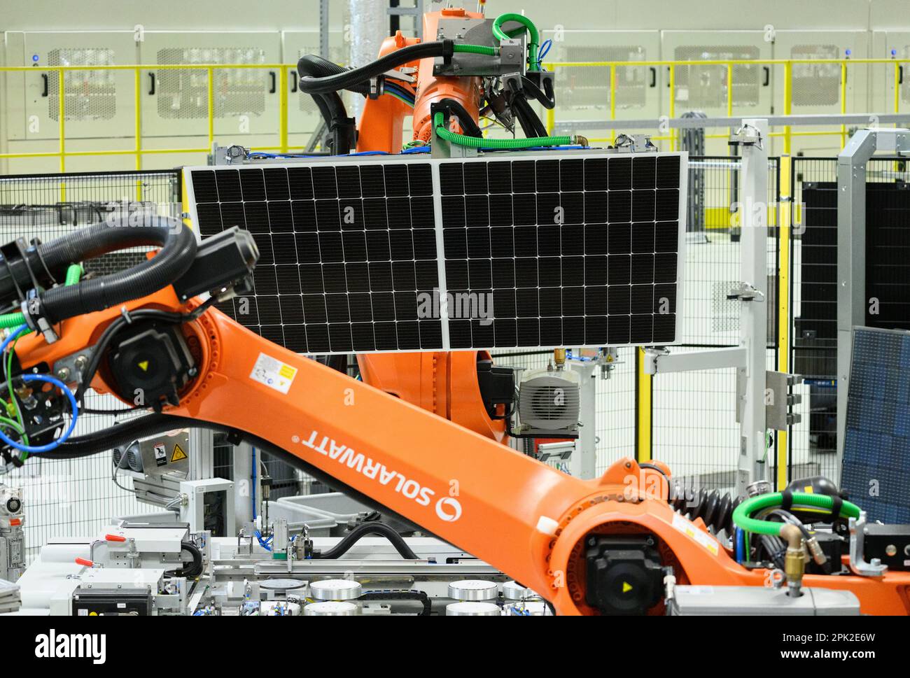 Dresden, Germany. 03rd Apr, 2023. A solar module is transported to the ...