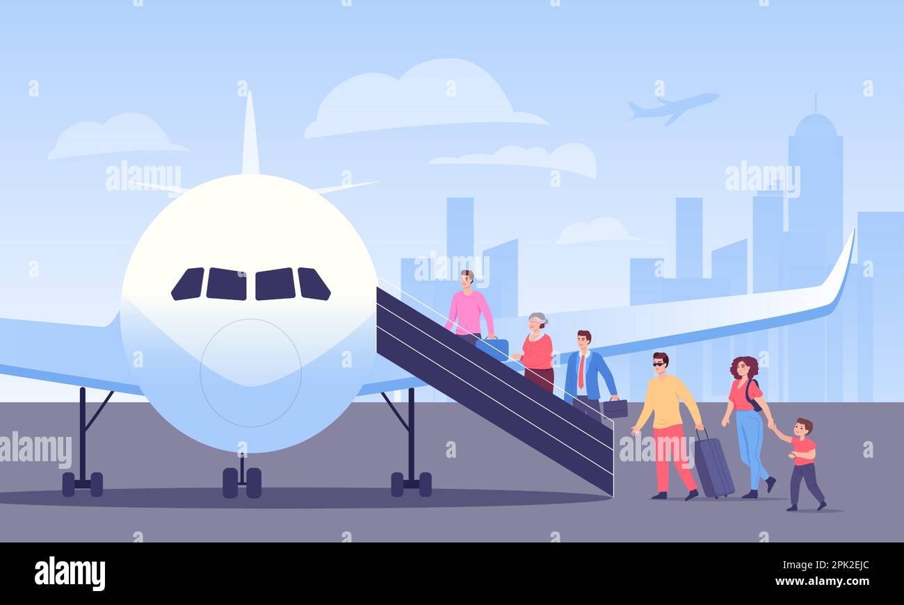 Plane with boarding passengers Stock Vector Images - Alamy