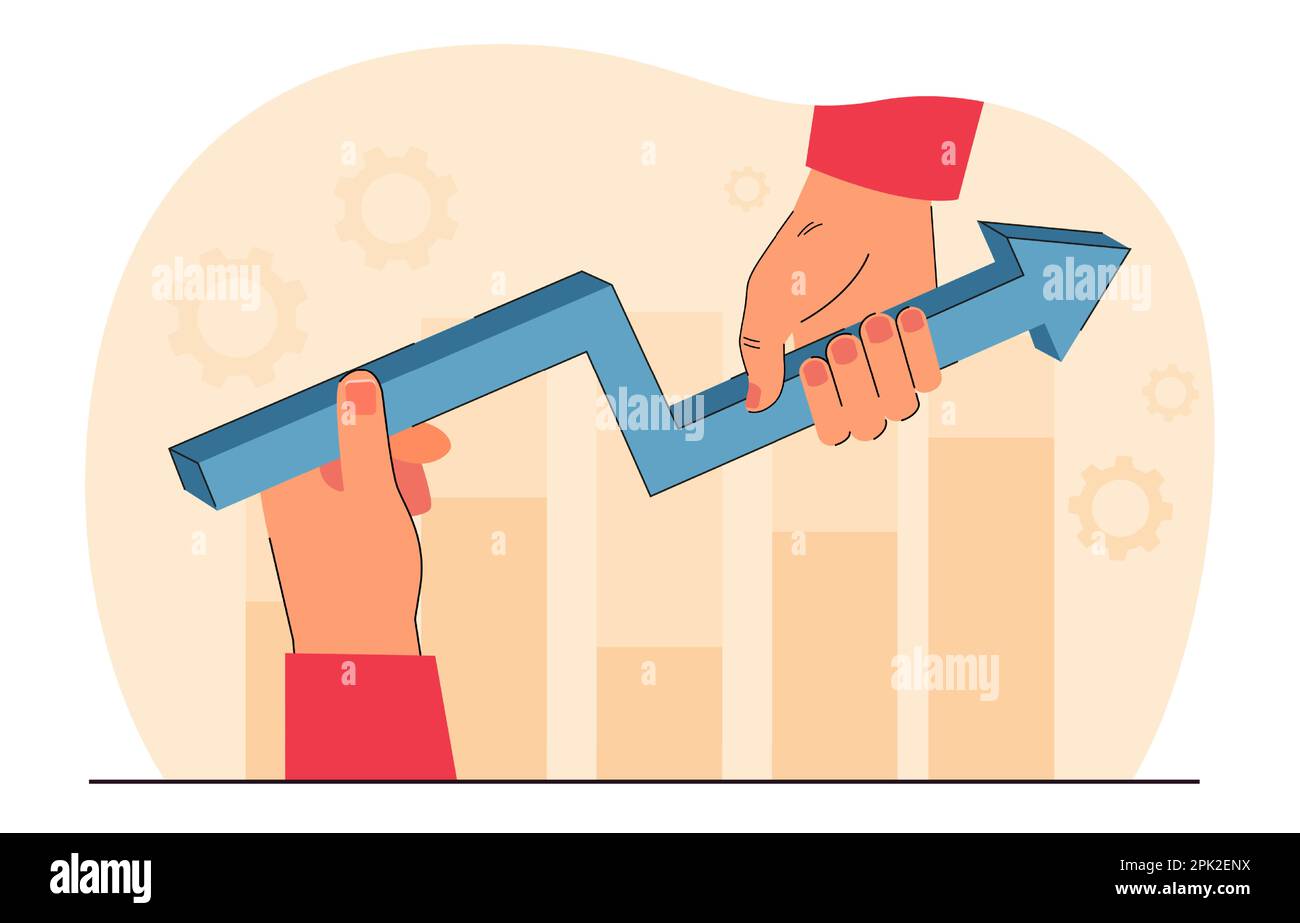 Human hands holding growing arrow of stock market graph Stock Vector ...