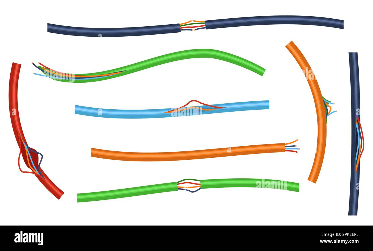 Damaged wires of different colors vector illustrations set Stock Vector ...