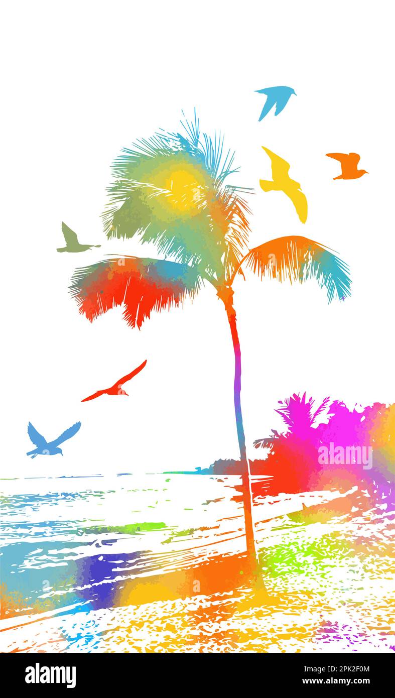 Abstract rainbow palm tree. Vector illustration Stock Vector Image ...