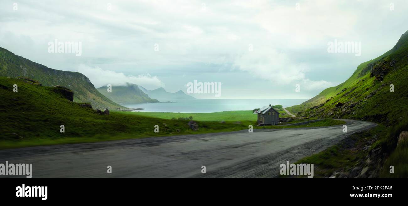 Scenic Road Cutting through a Mountain in Countryside Landscape Stock ...