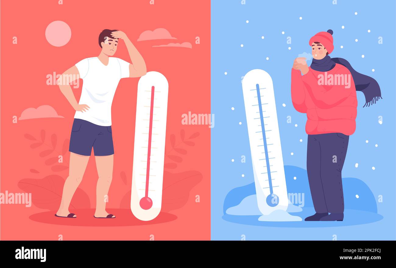Cartoon thermometer hot and cold hi-res stock photography and images ...