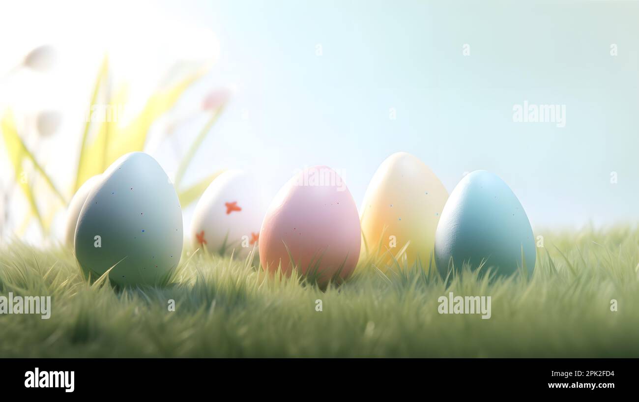This image features four Easter eggs in a group on the ground Stock ...