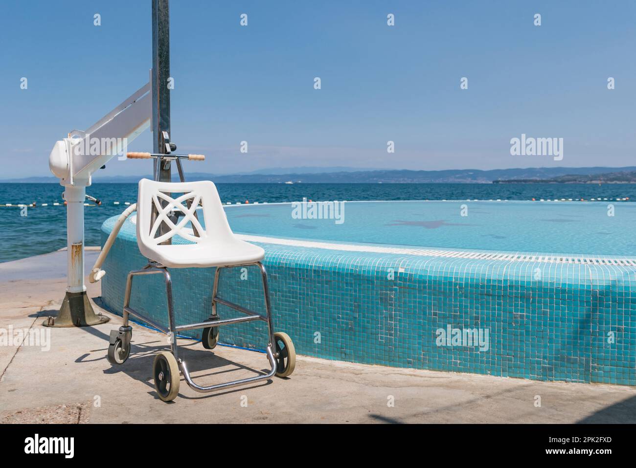 Accessible beach with wheelchair with lift for persons with disability ...