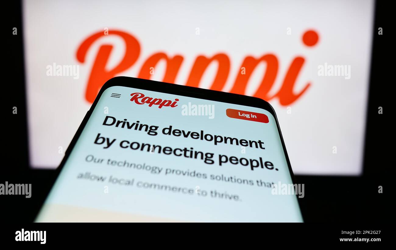 Mobile phone with website of Colombian food delivery company Rappi Inc ...