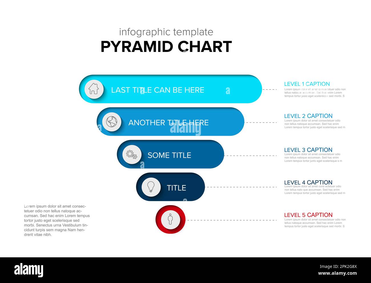 Vector Infographic stipe layers template with five levels - color ...