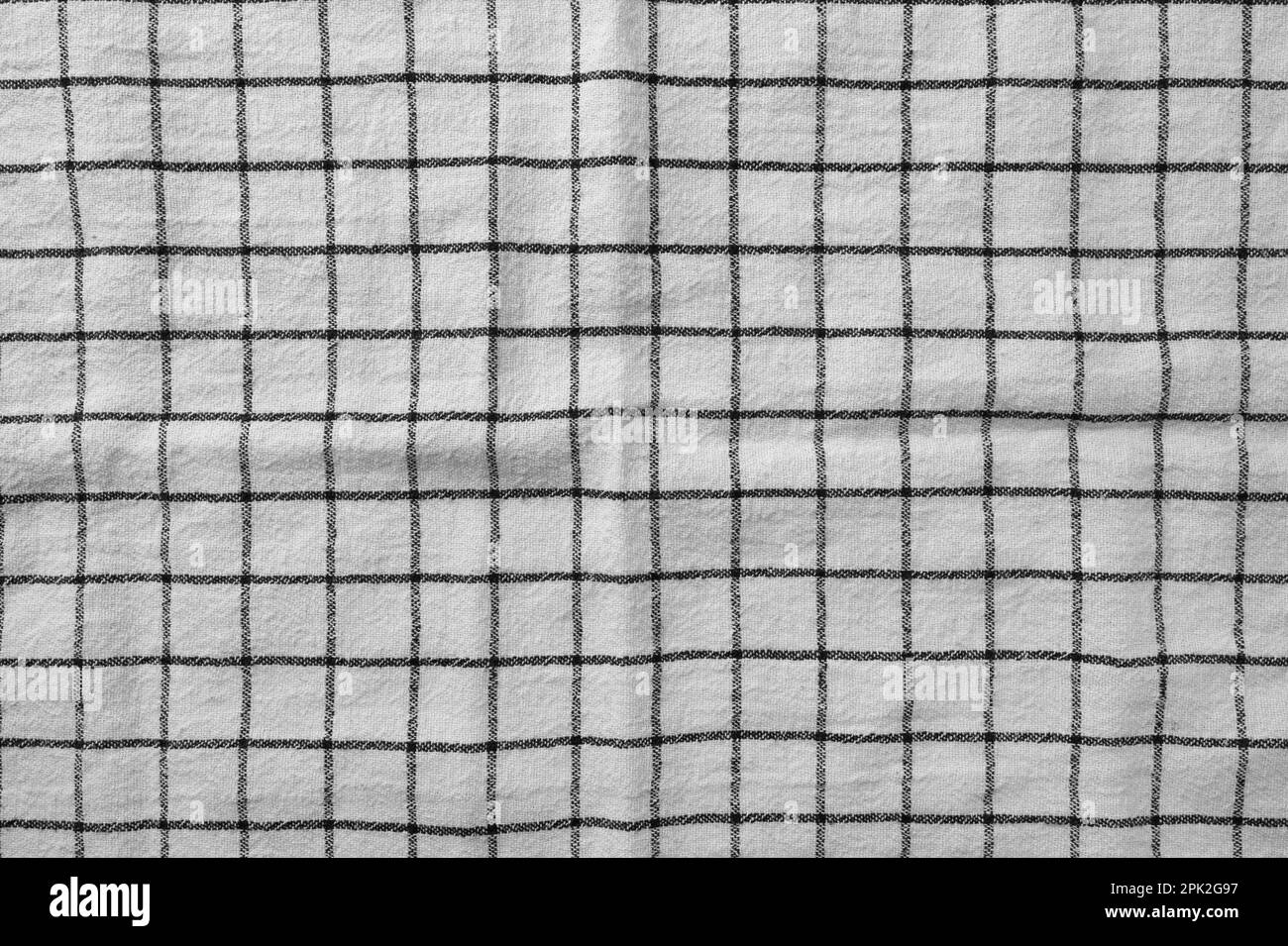 Classic black and white checkered kitchen towel texture. Fabric textile ...